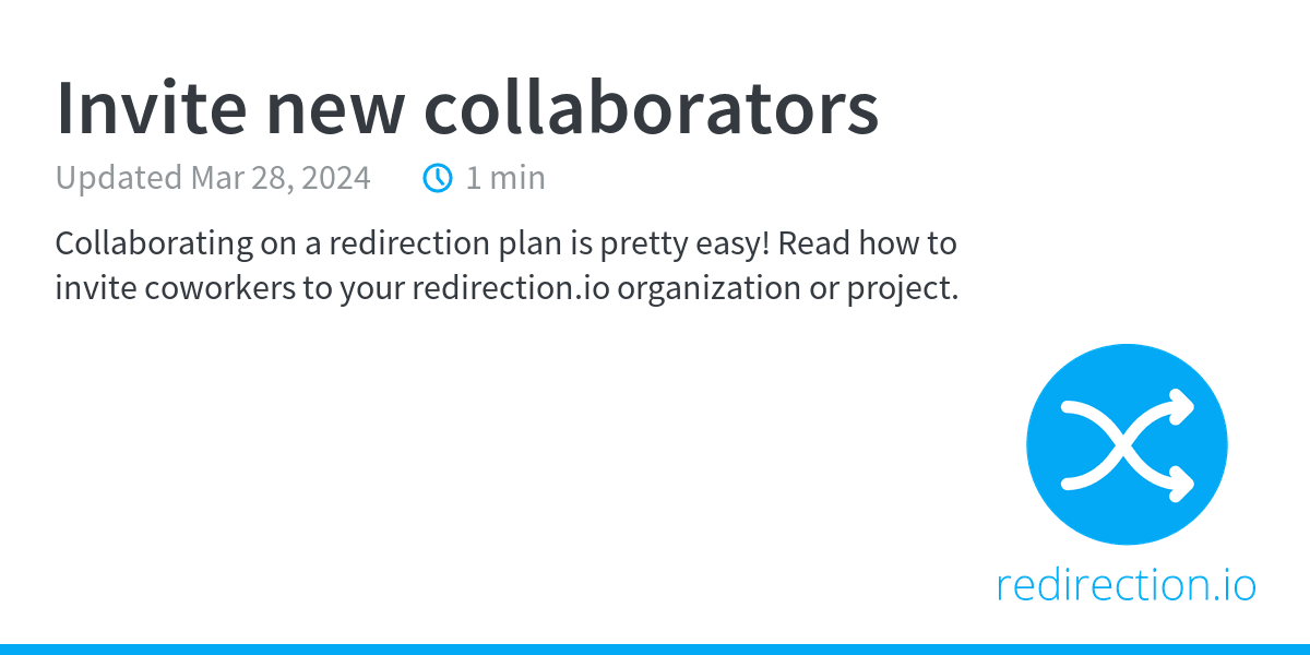 Invite new collaborators - User documentation | redirection.io