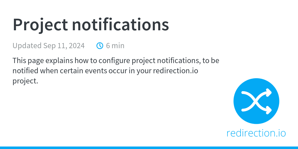Project notifications - User documentation | redirection.io