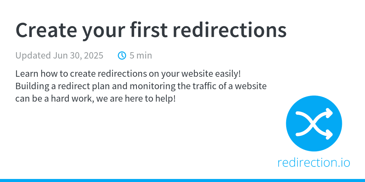 Create your first redirections - Knowledge base | Documentation