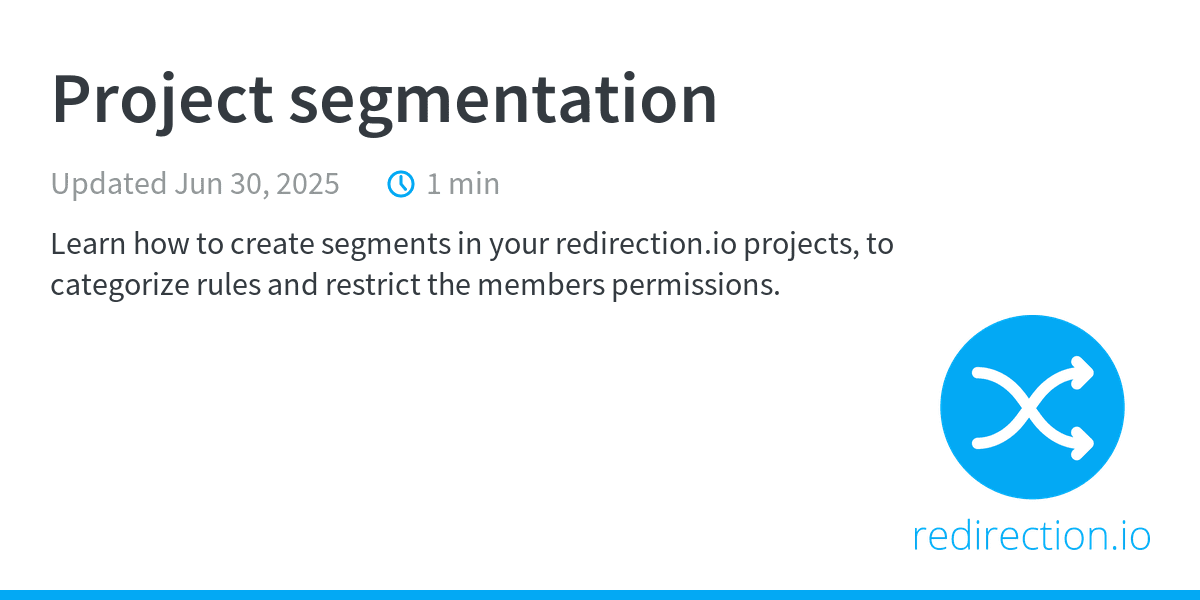 Project segmentation - User documentation | Documentation