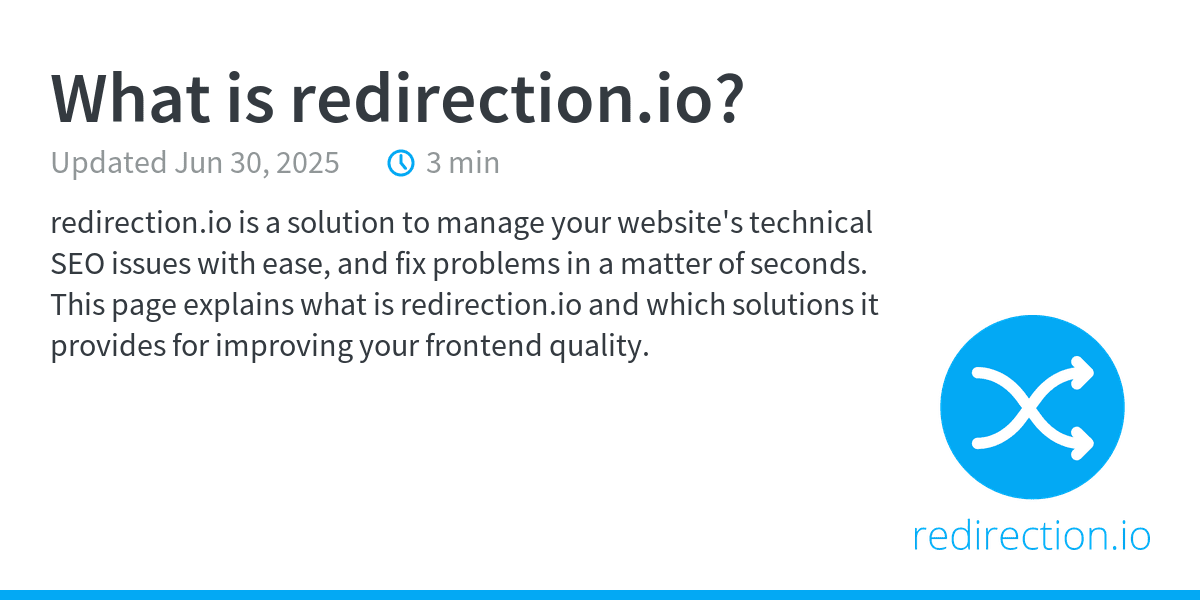 What is redirection.io? - User documentation | Documentation