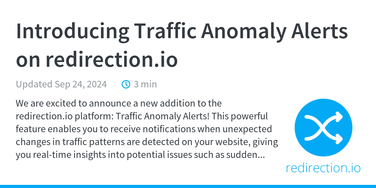 Introducing Traffic Anomaly Alerts on redirection.io - Product updates ...