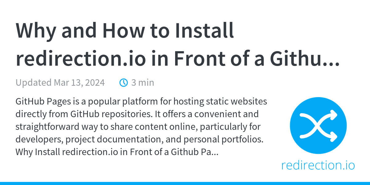 Why and How to Install redirection.io in Front of a Github Pages Website - Blog | redirection.io