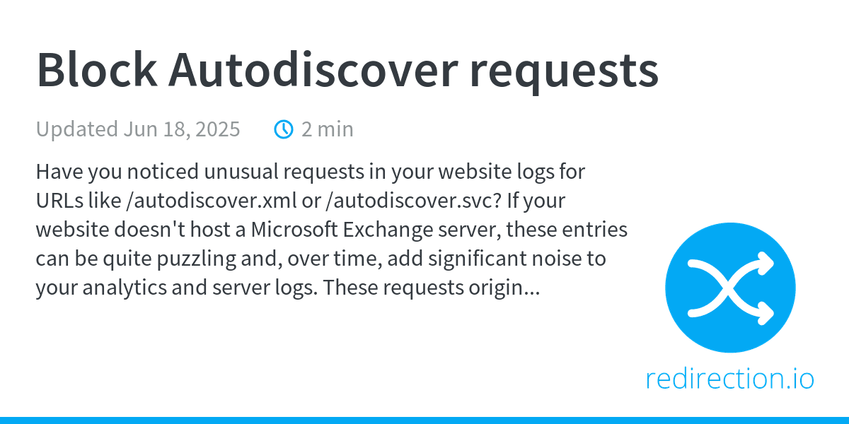 Block Autodiscover requests | recipes | redirection.io