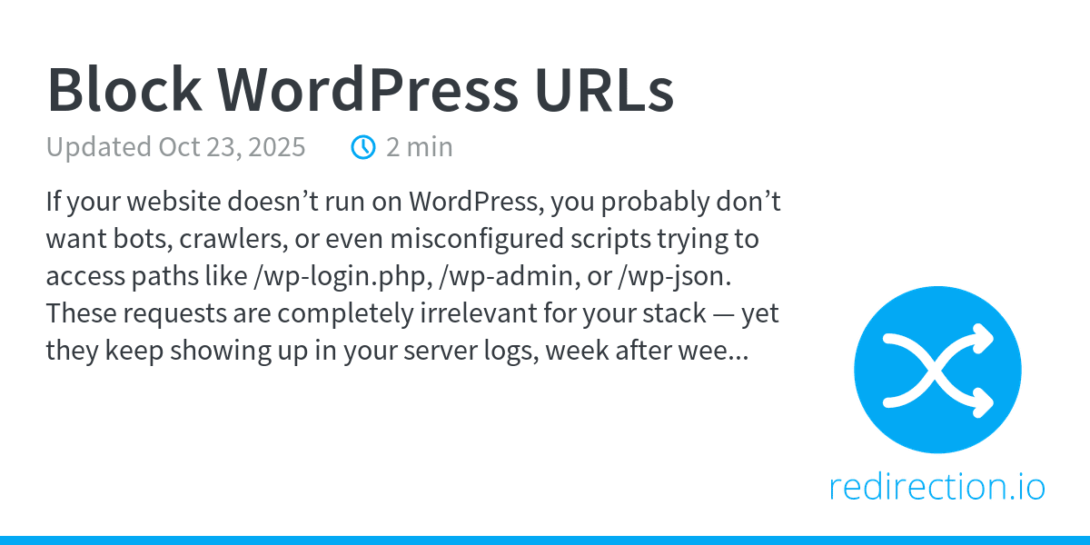 Block WordPress URLs | recipes | redirection.io