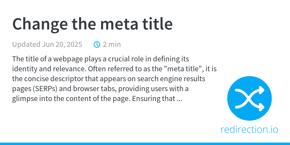 Change the meta title | recipes | redirection.io