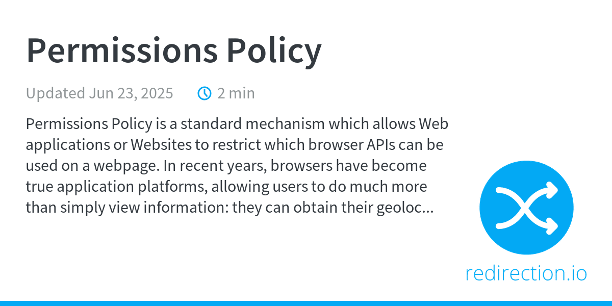 Permissions Policy | recipes | redirection.io