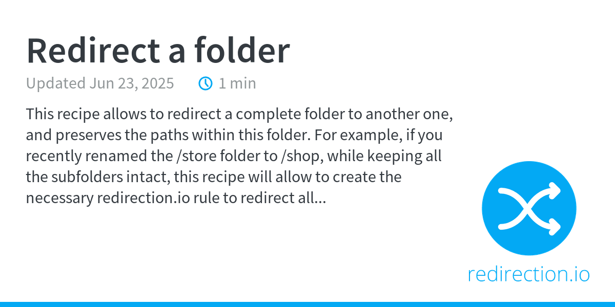 Redirect a folder | recipes | redirection.io