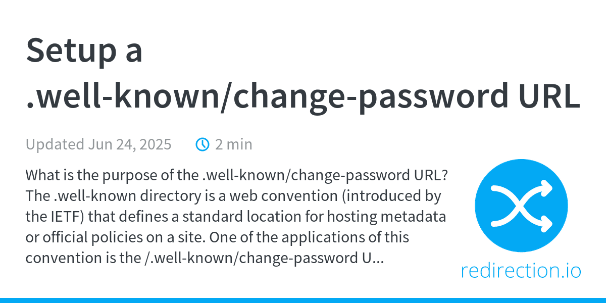 Setup a .well-known/change-password URL | recipes | redirection.io