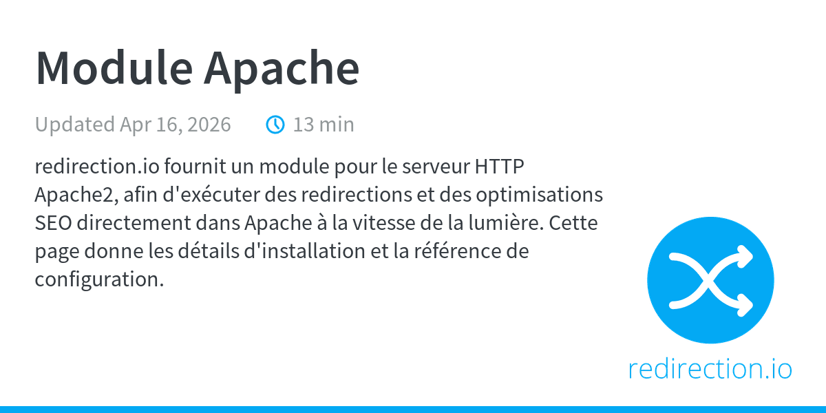 Module Apache - Documentation développeur | Documentation de redirection.io