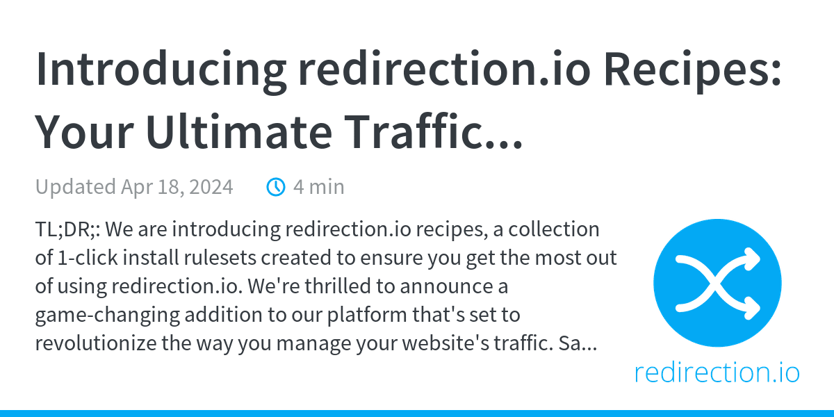 Introducing redirection.io Recipes: Your Ultimate Traffic Rule ... Introducing redirection.io Recipes: Your Ultimate Traffic Rule ...