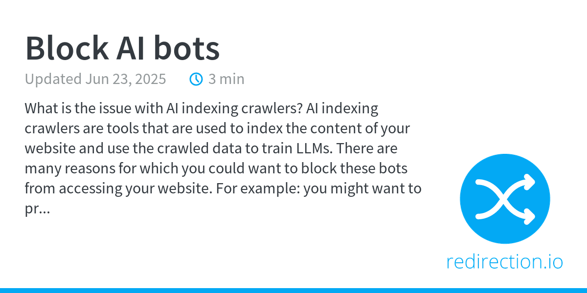 Block AI bots - Recipe | redirection.io